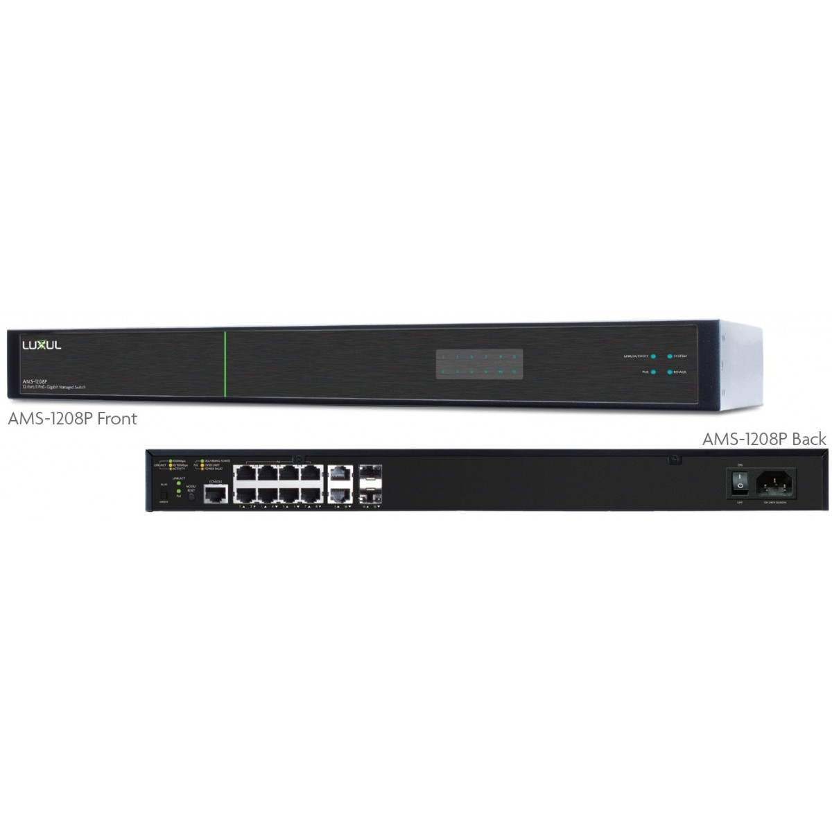 LUXUL AV SERIES 12-PORT/8 POE+ GIGABIT MANAGED SWITCH - VC ...
